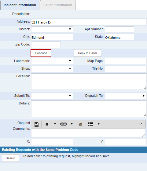 Geocode a Service Request