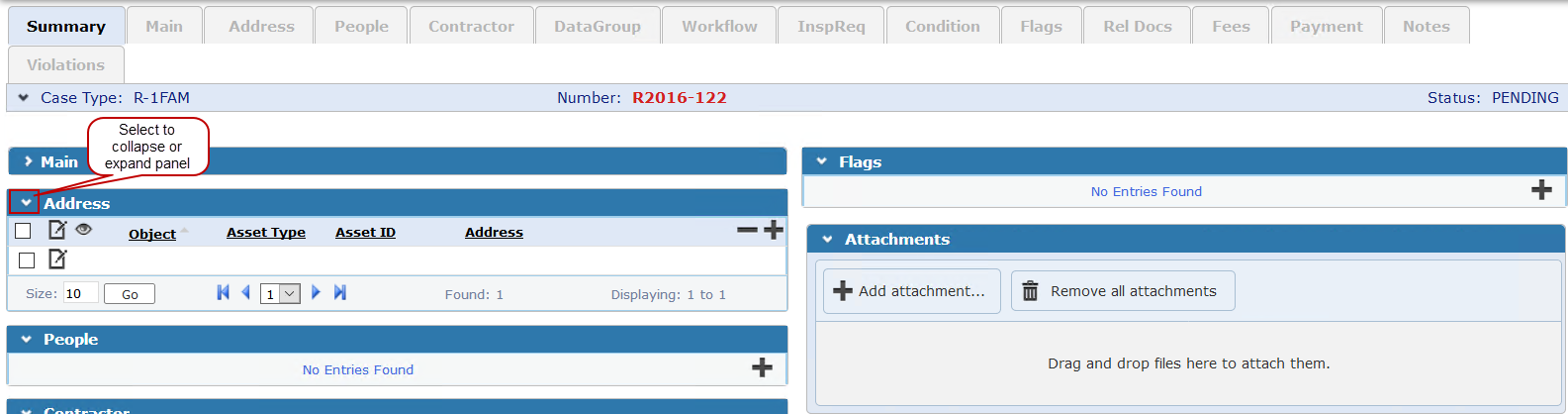 Collapse Panels on the Summary Page