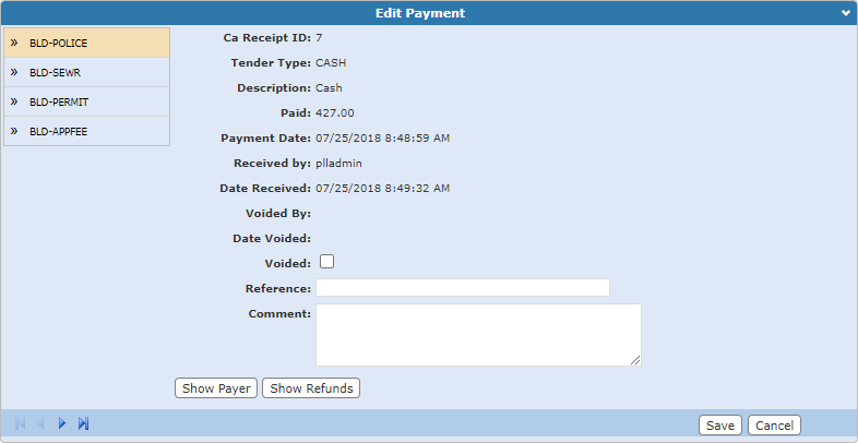 Payment Panel Fields